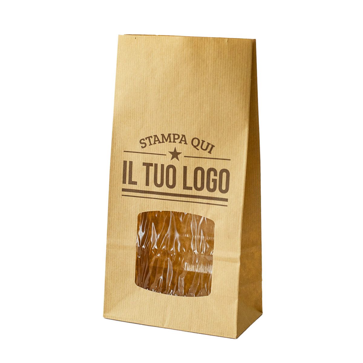 Sacchetti per alimenti personalizzati carta millerighe con finestra ...